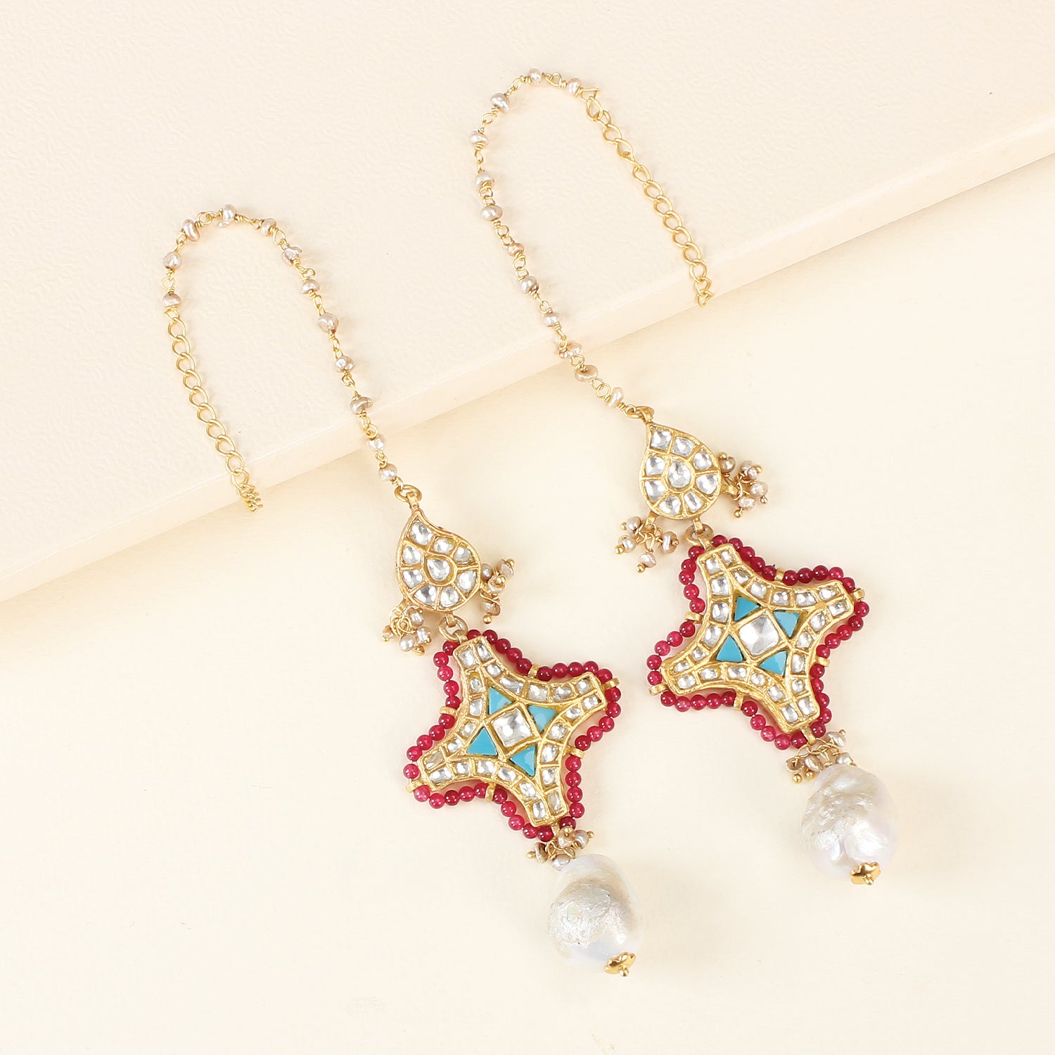 Gemstone Haram with Earrings | Gold Plated Kundan Jewellery – The Velli ...