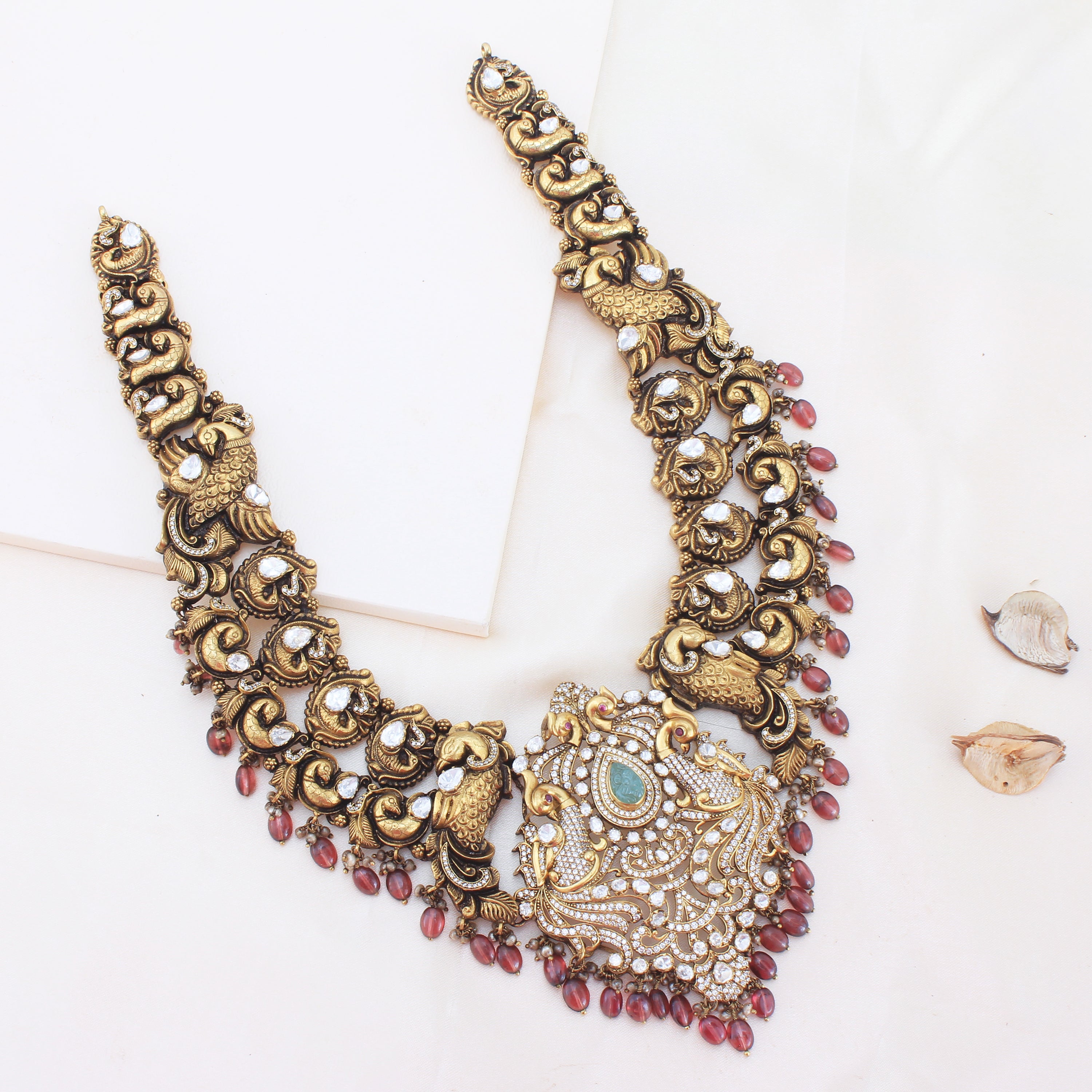 Dual Tone Alluring Peacock Nagas CZ Haram – The Velli Shop
