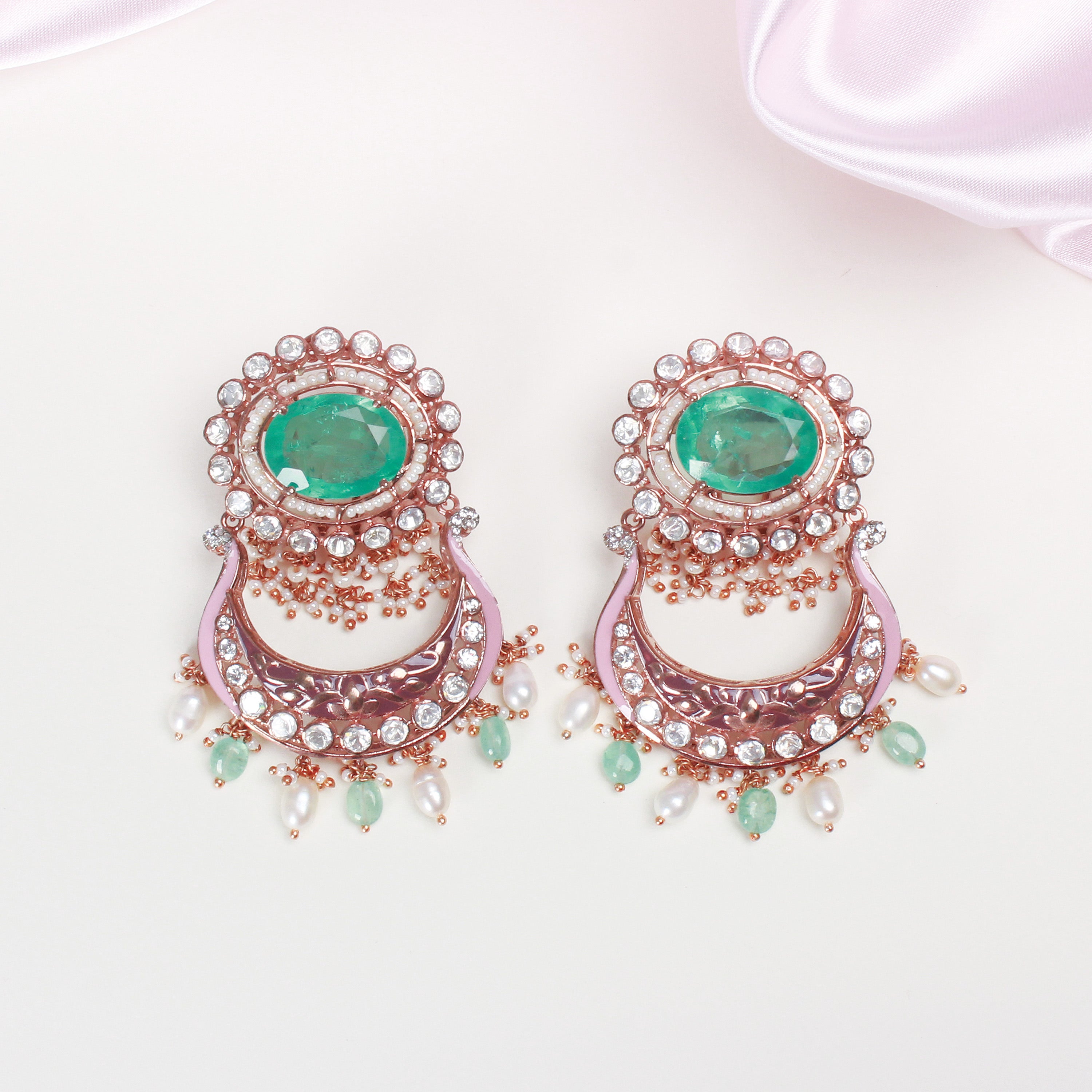 Regal Peacock Elite Beaded Moissanite Haram With Earring – The Velli Shop