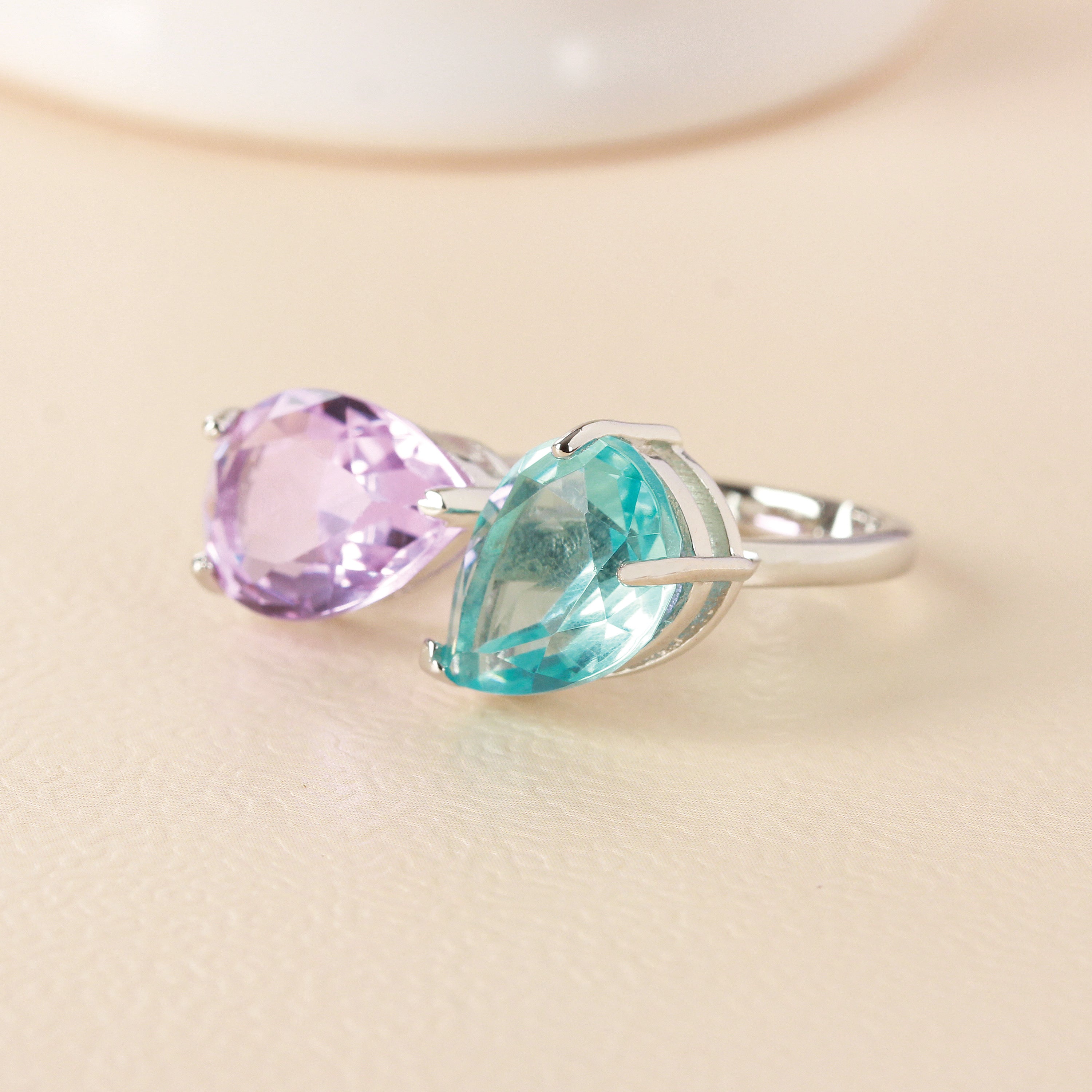 Pear Shaped Violet & Aquamarine Swarovski Crystal Ring – The Velli Shop