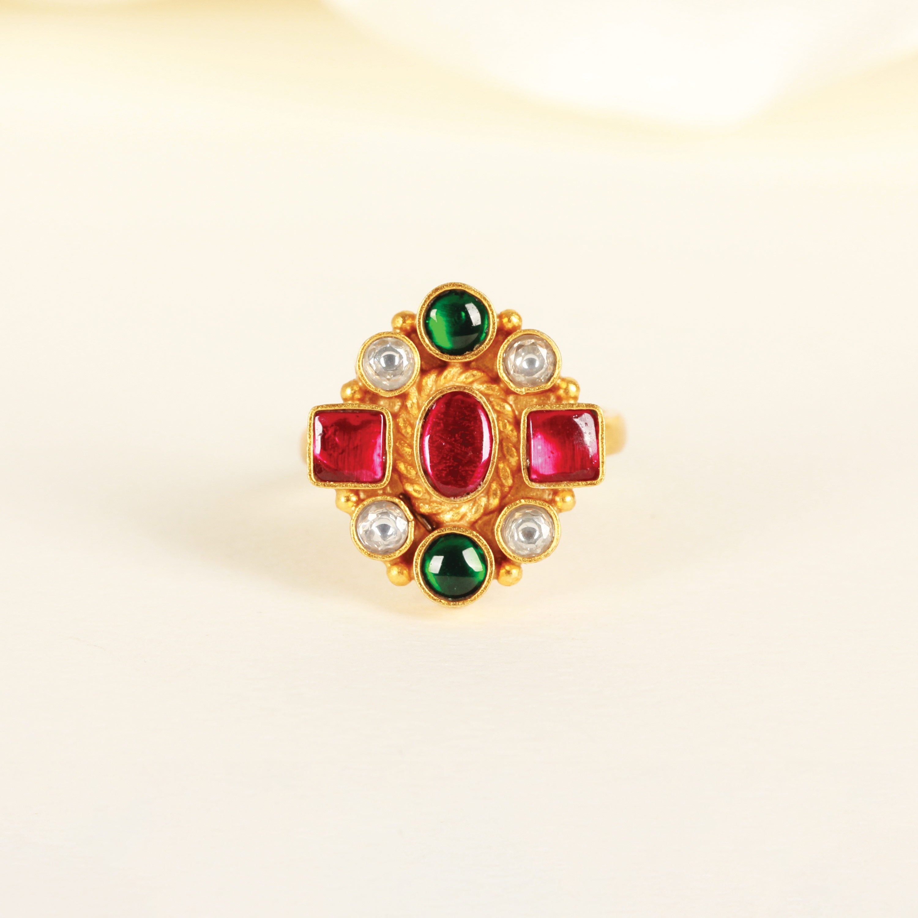 Sparkling Dainty Gold Plated Kundan Ring – The Velli Shop