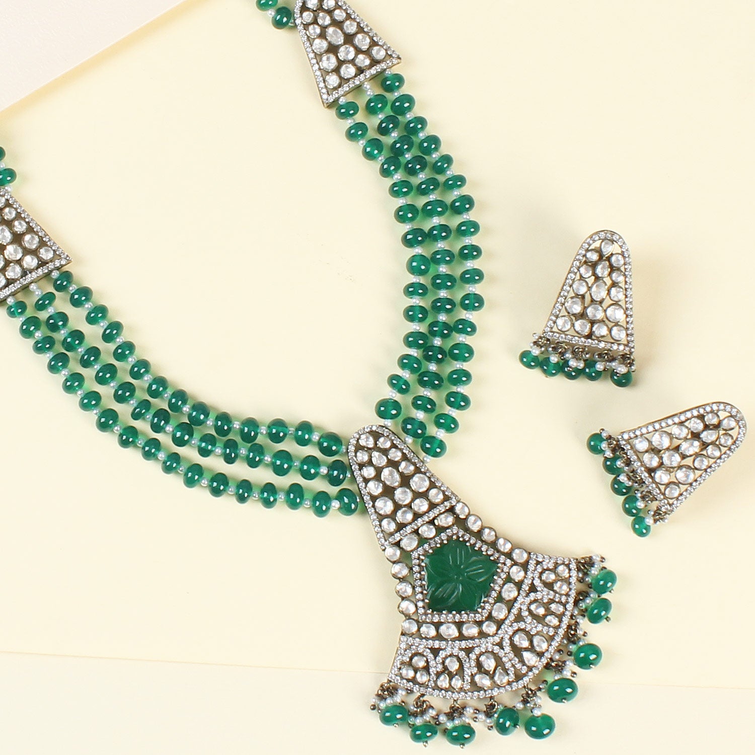 Elegant Oxidised Victorian Haram Set Designs with Earrings – The Velli Shop