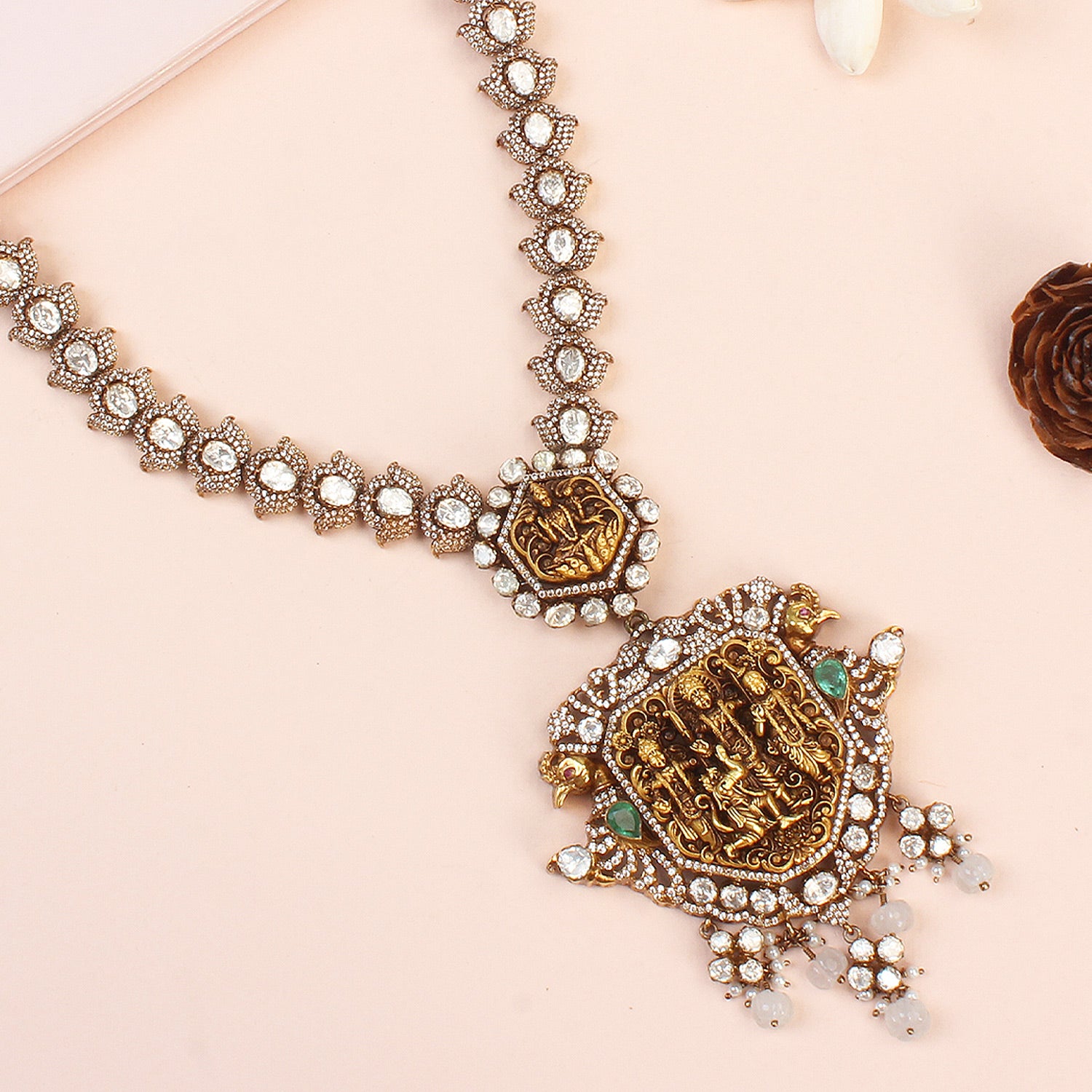 Victorian Nagas Gold Plated Ramar Pattabhishekam Moissanite Haram – The ...