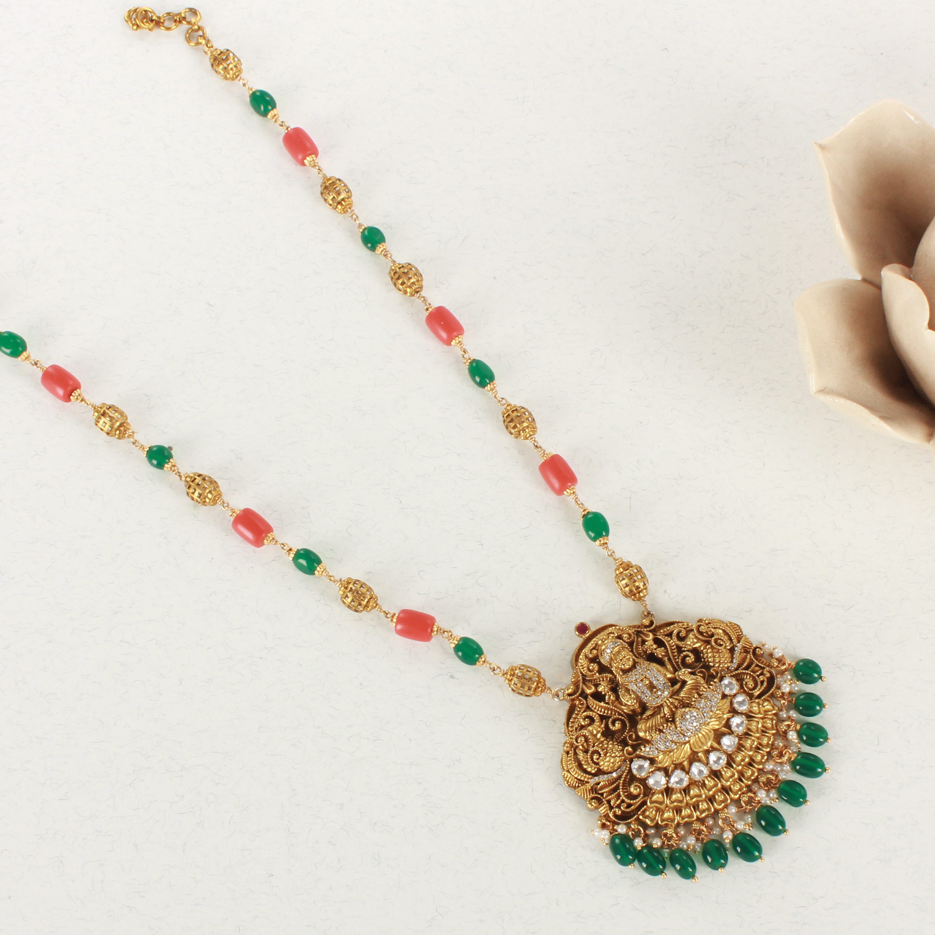 Gold Plated Lakshmi's Nagas Cz Chain with Pendant – The Velli Shop