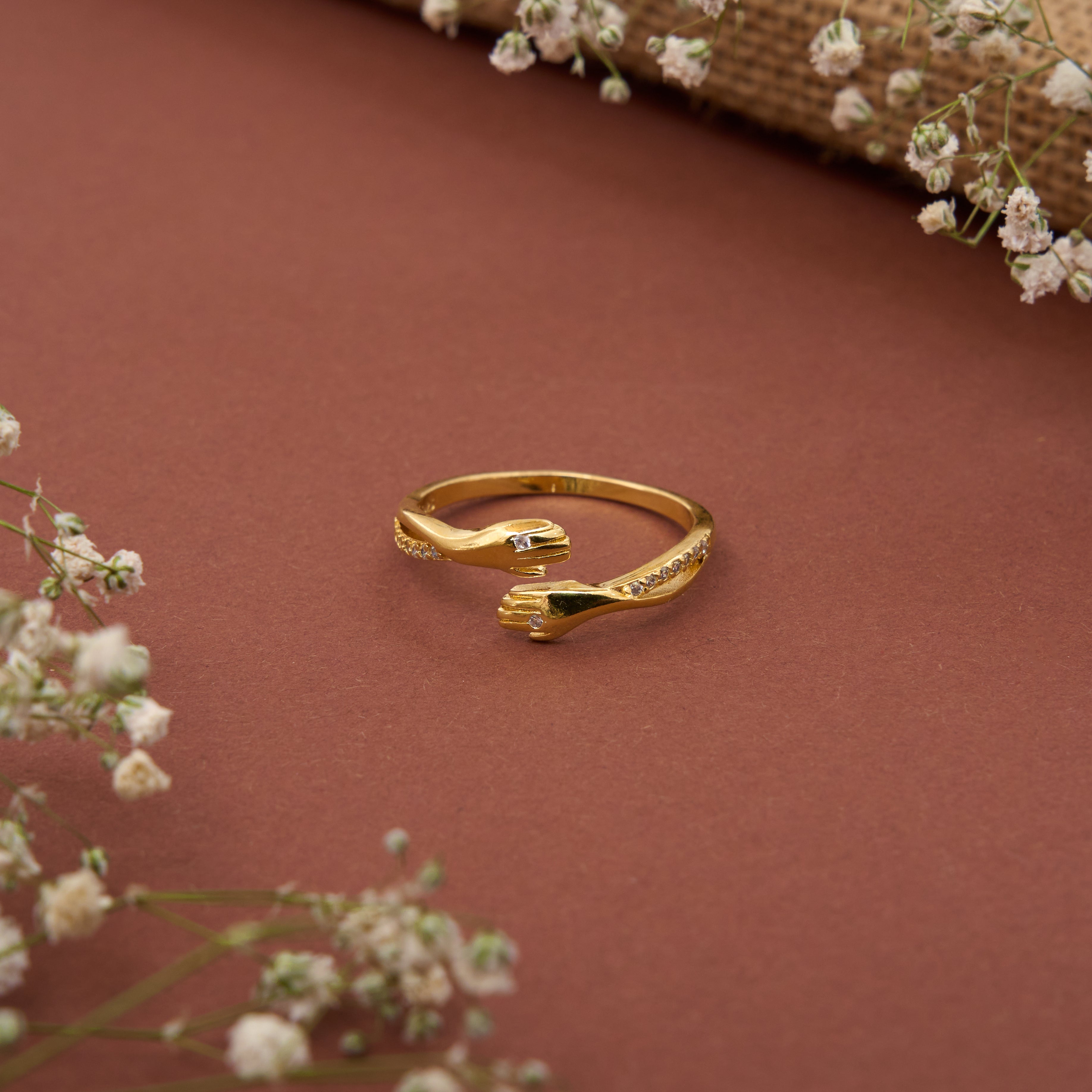 Gold Plated CZ Unique Hug Ring – The Velli Shop