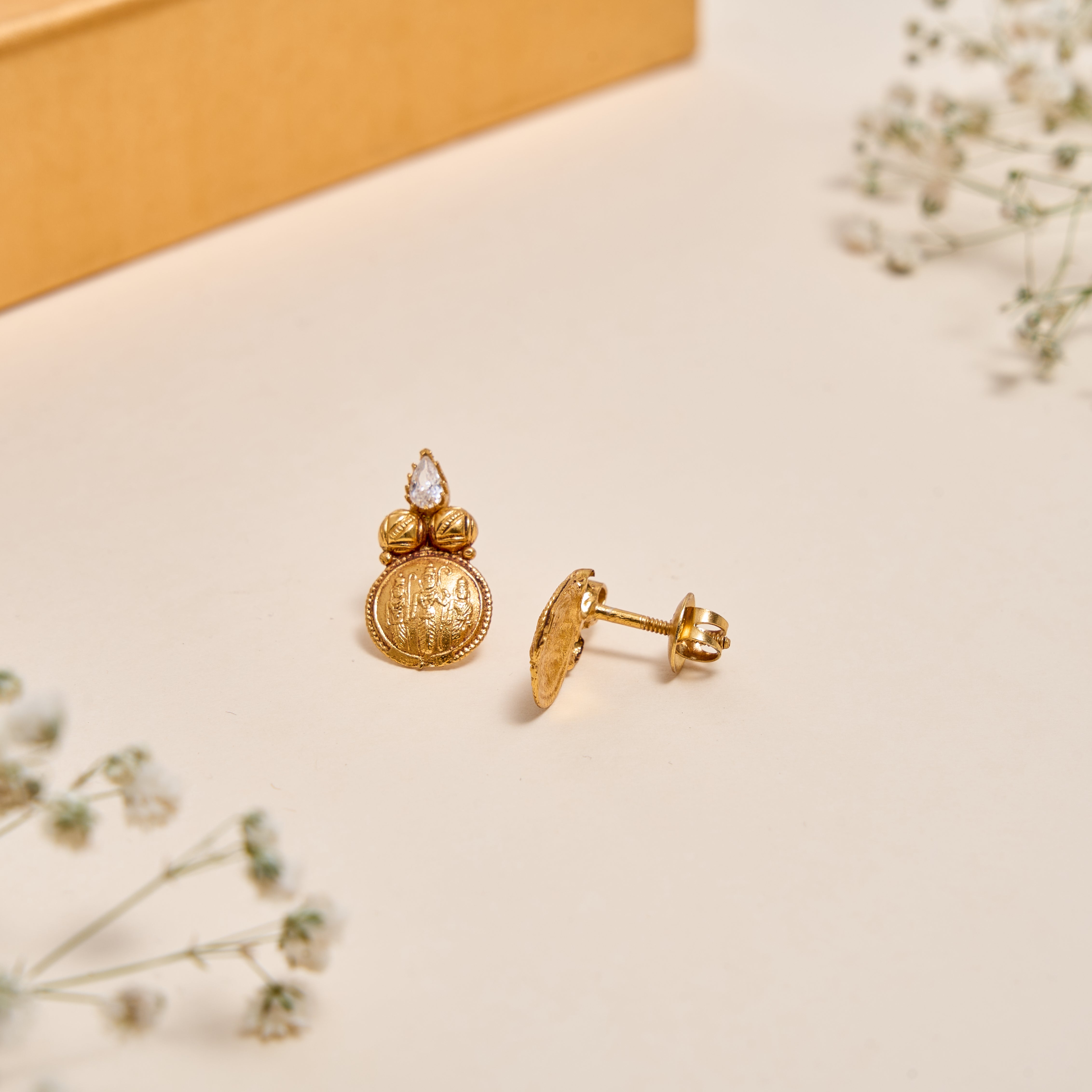 Subtle Nagas White Stone Gold Plated Earring – The Velli Shop