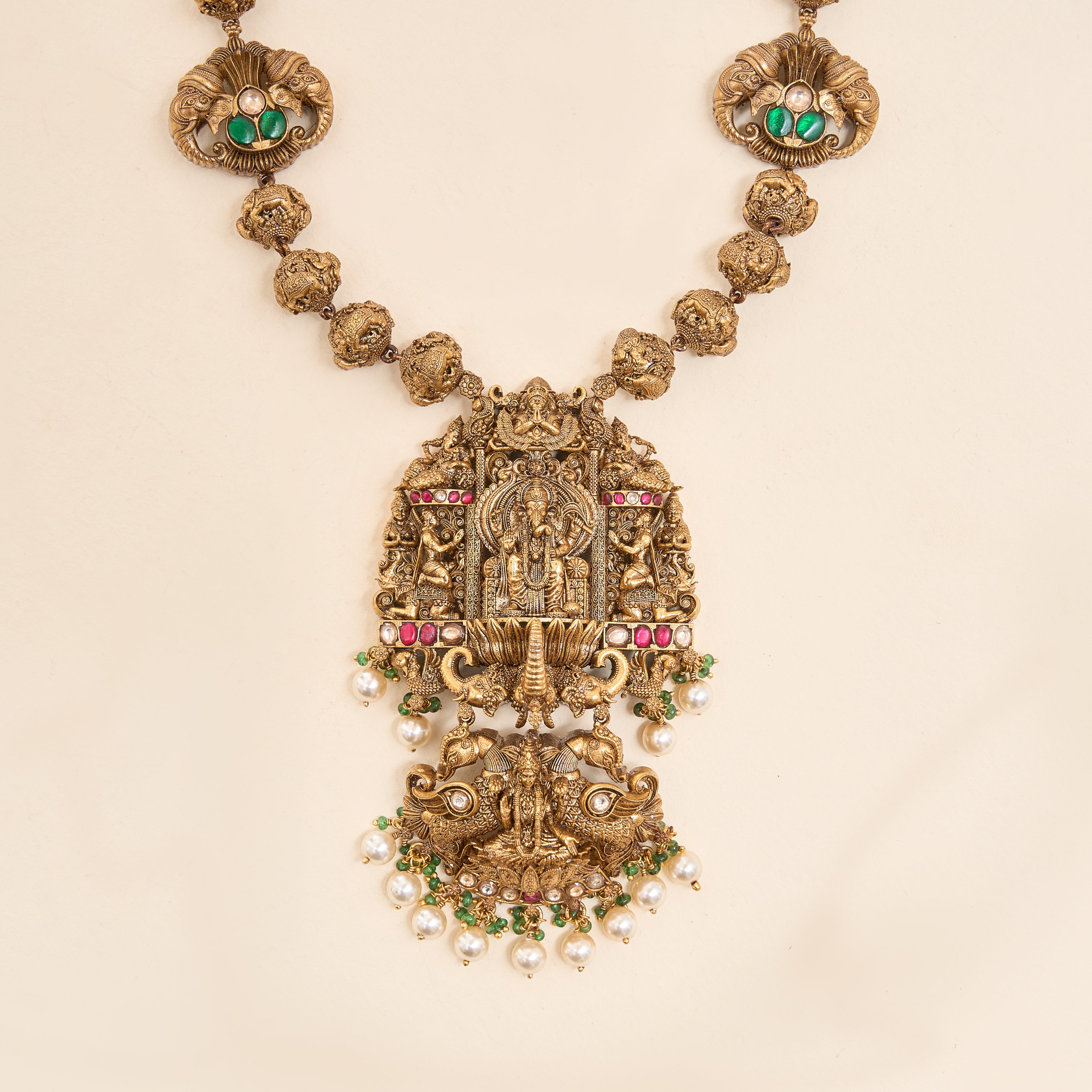 Antique Nagas Haram | Gold Plated Vangmaya 3D Kundan Haram – The Velli Shop