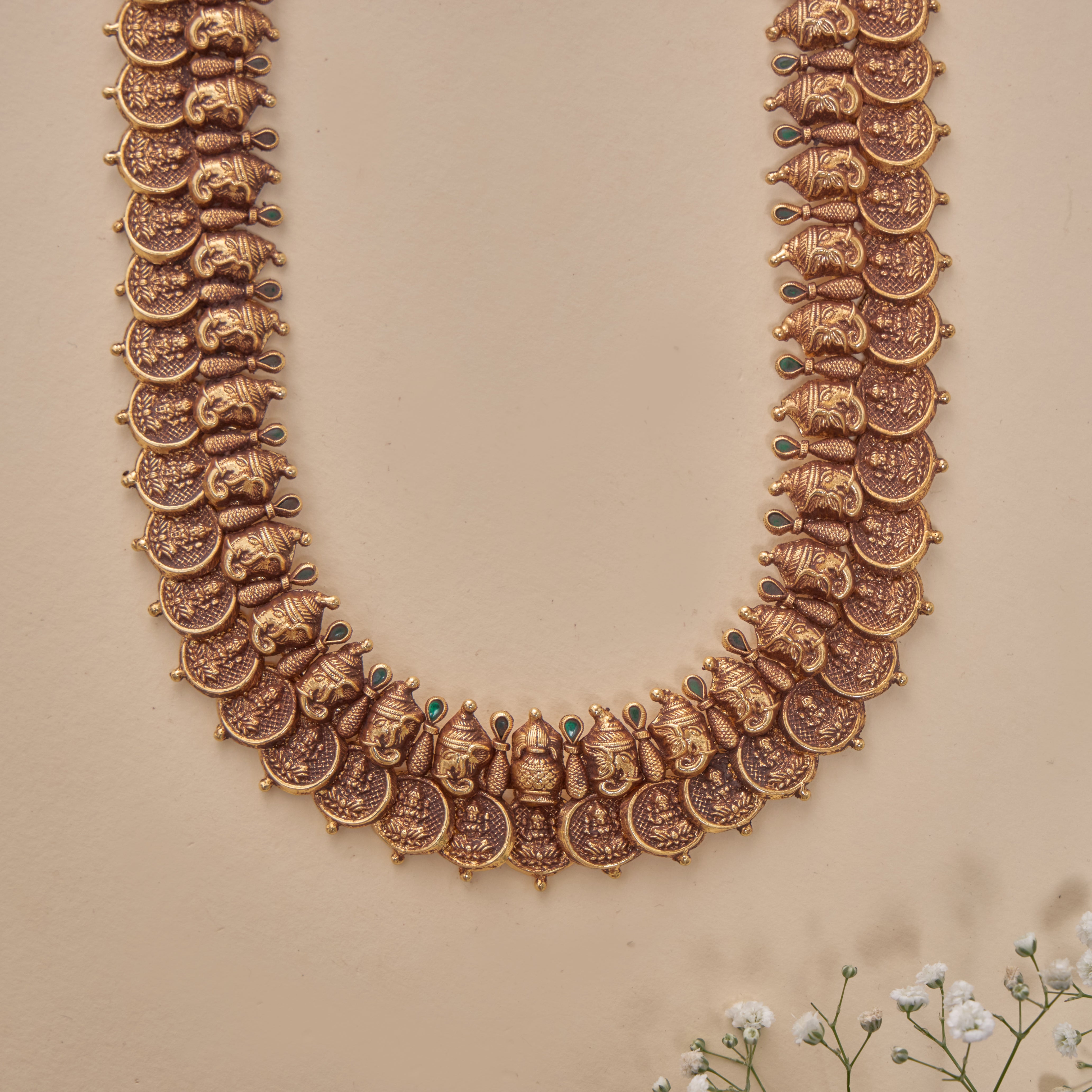 Alluring Peacock With Lakshmi Nagas Gold Plated Haram – The Velli Shop