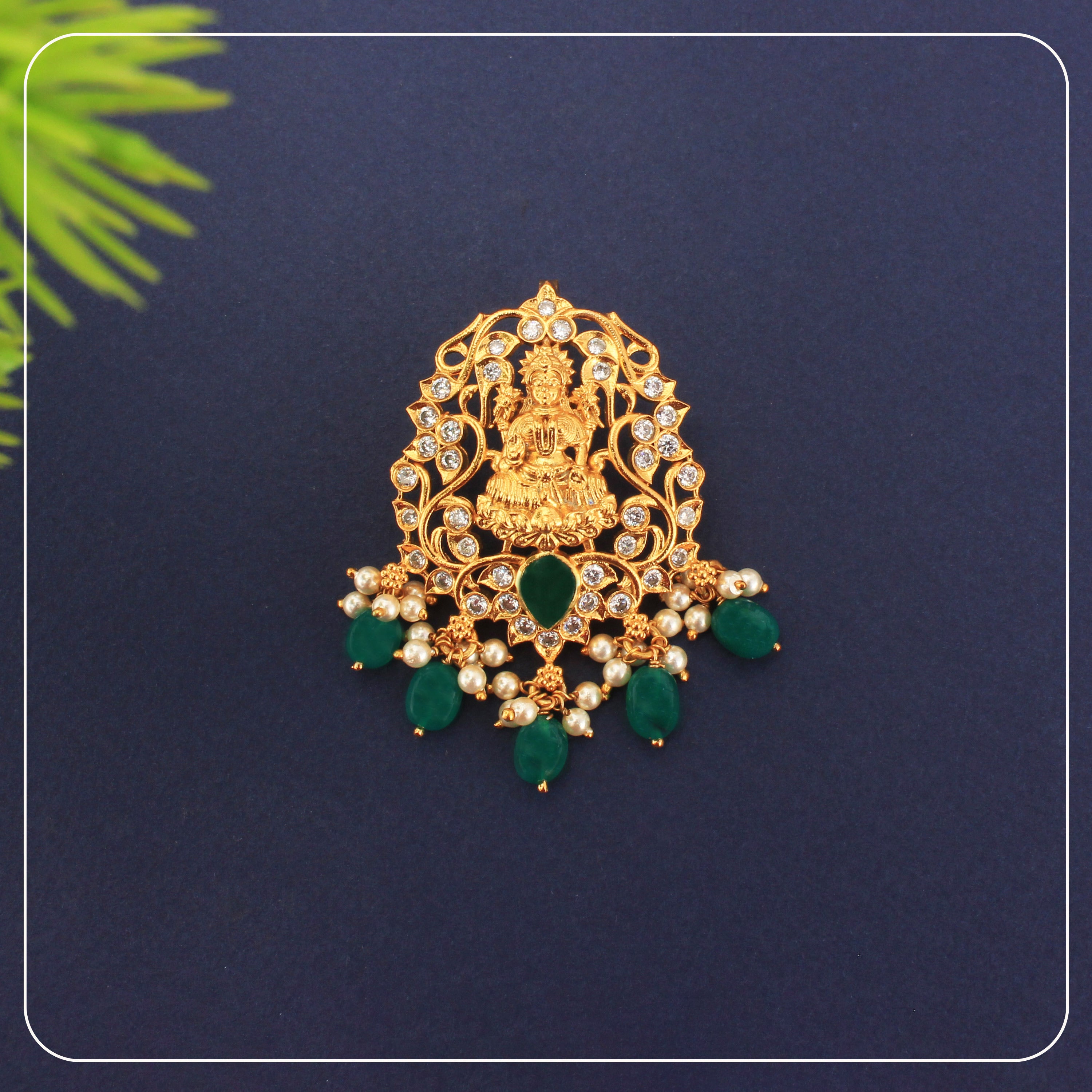 Gold Plated Studded Lakshmi's Nagas Pendant – The Velli Shop