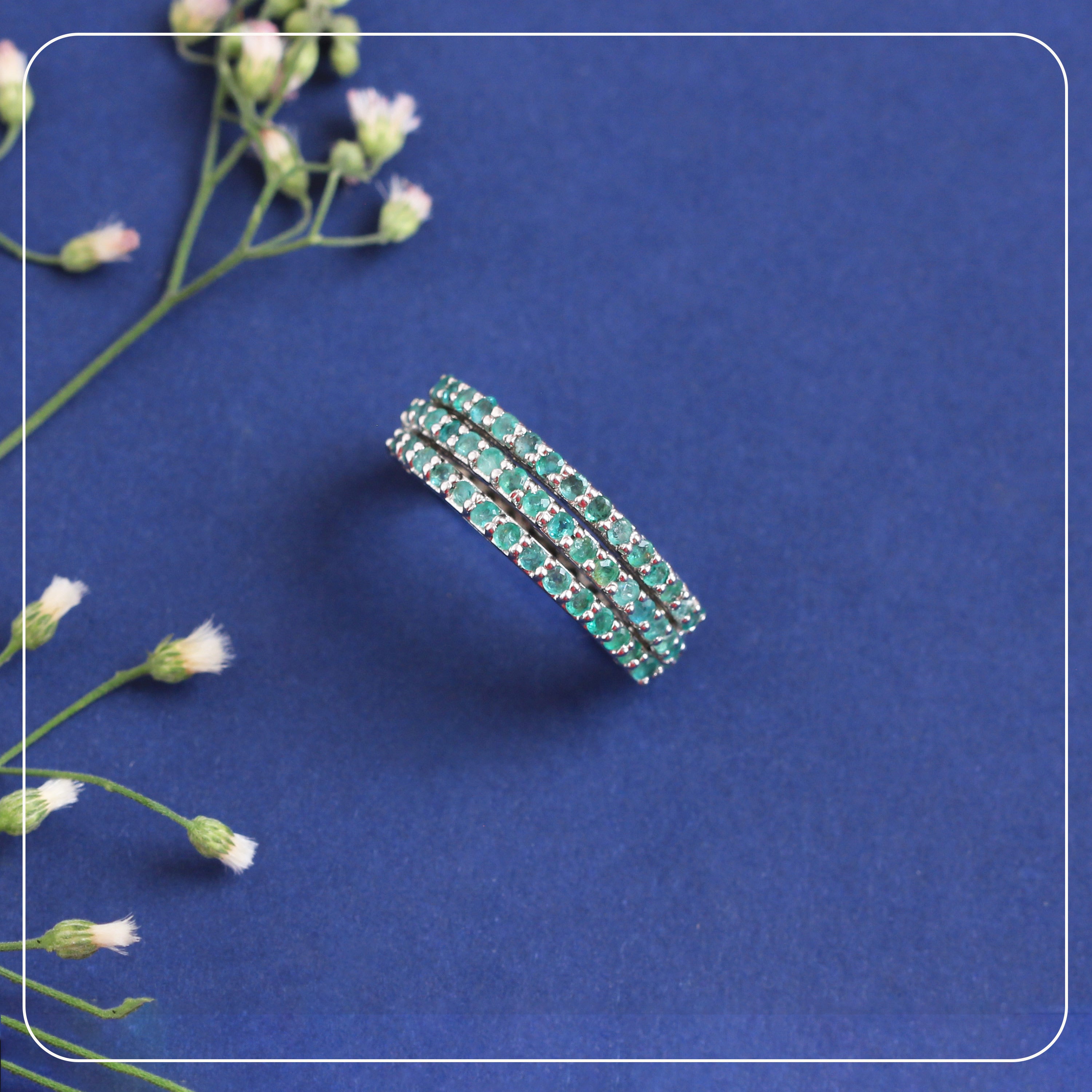 Elegant Emerald Three Layer Studded Ring – The Velli Shop