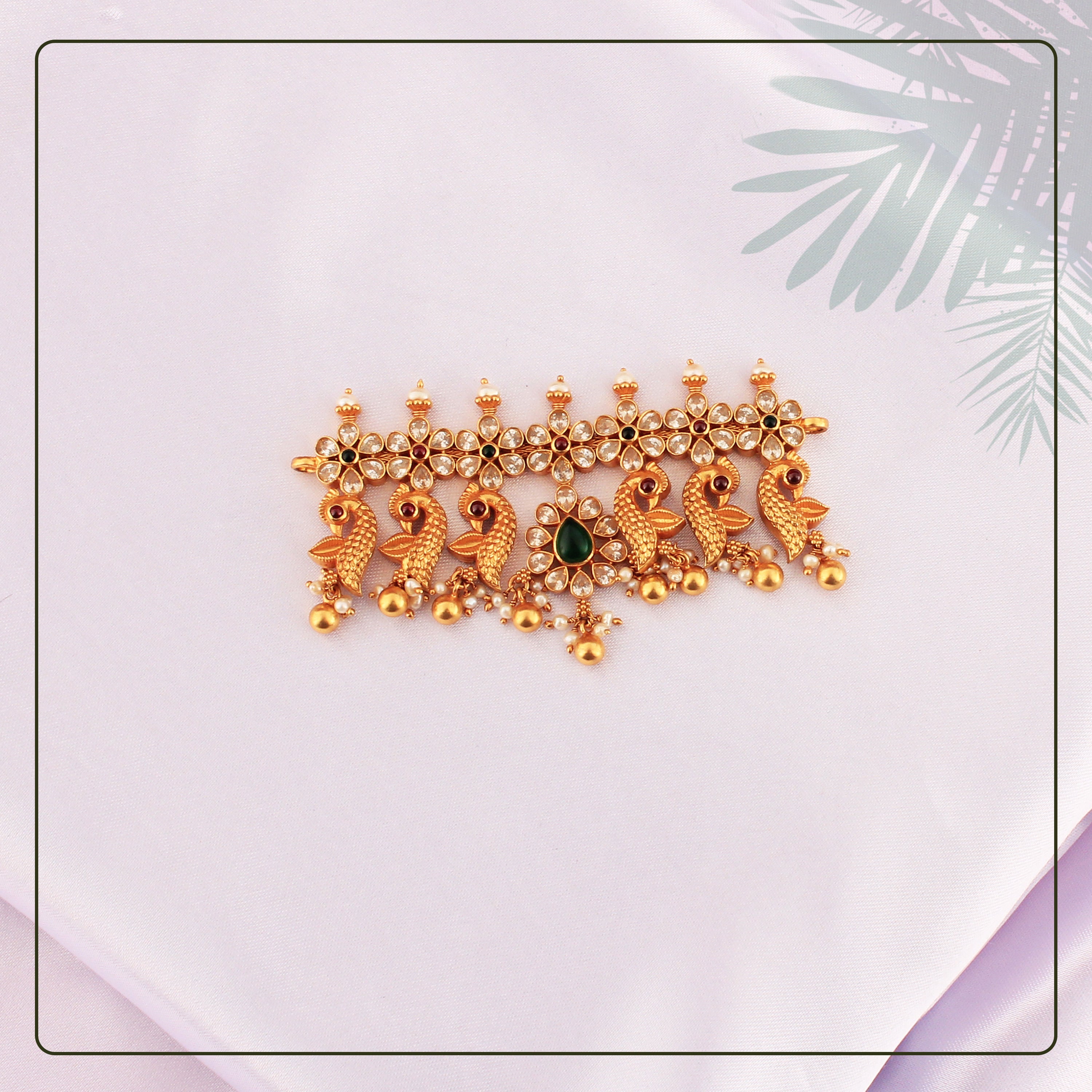 The six peacocks Gold Plated Stone Choker – The Velli Shop