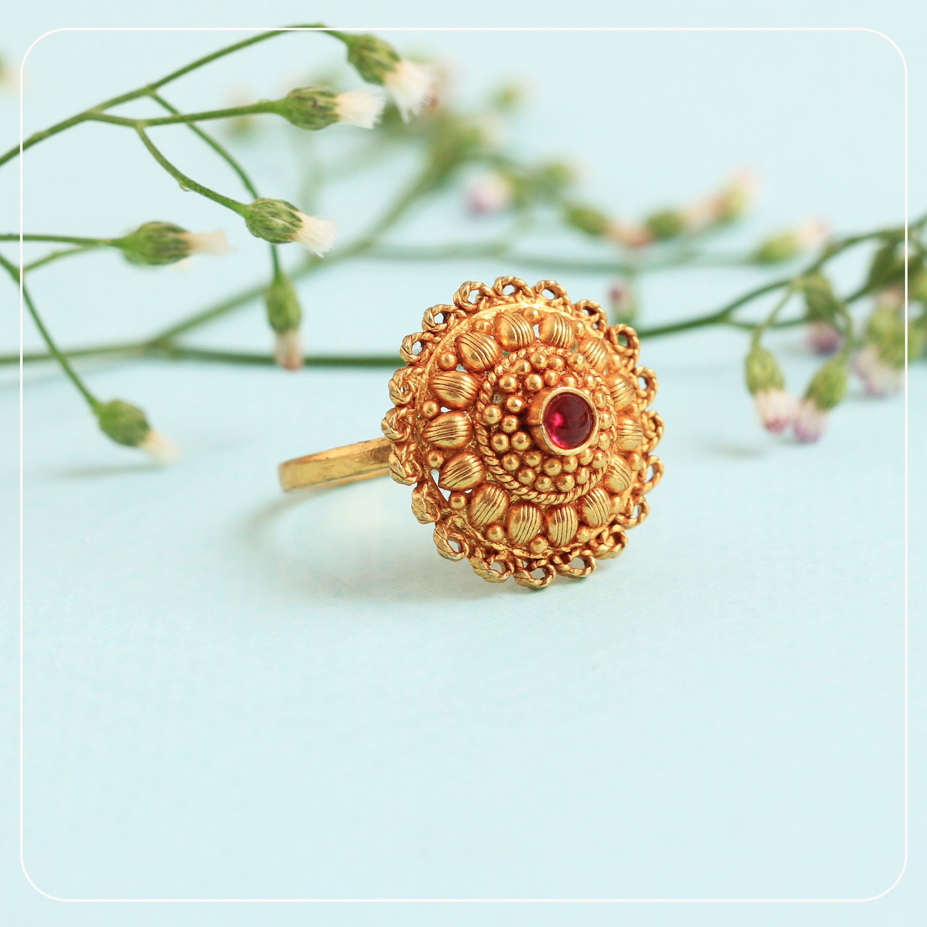 Elegance of Blooming Gold Plated Ring – The Velli Shop