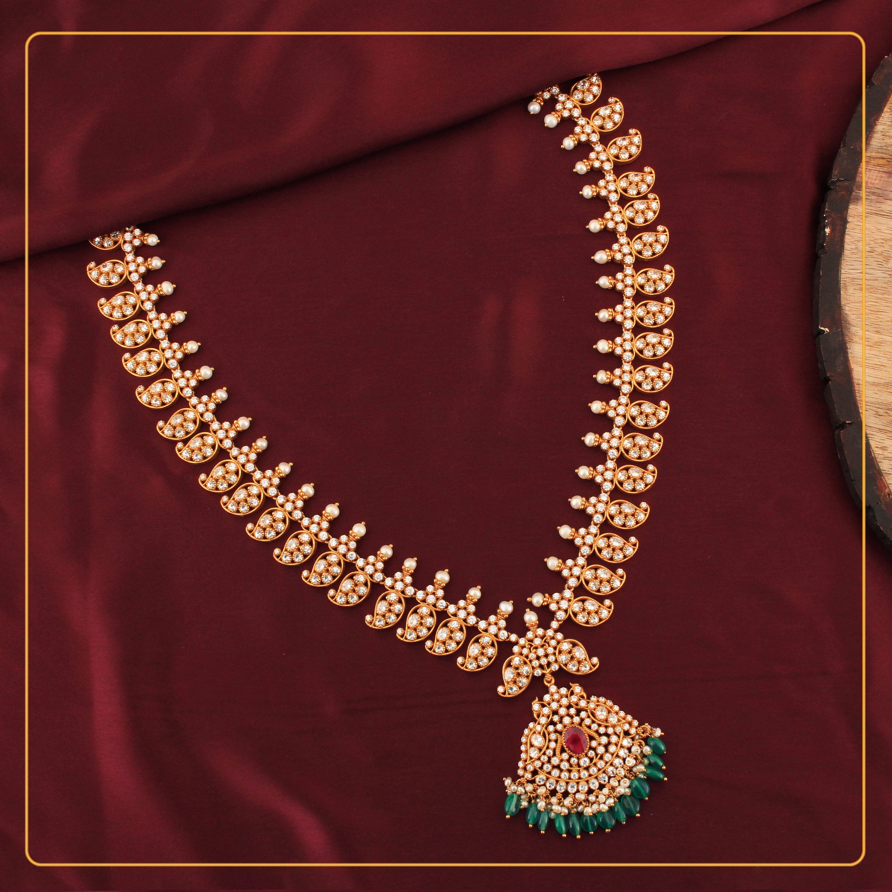 Gold Plated Silver White Stoned Mango Haram – The Velli Shop