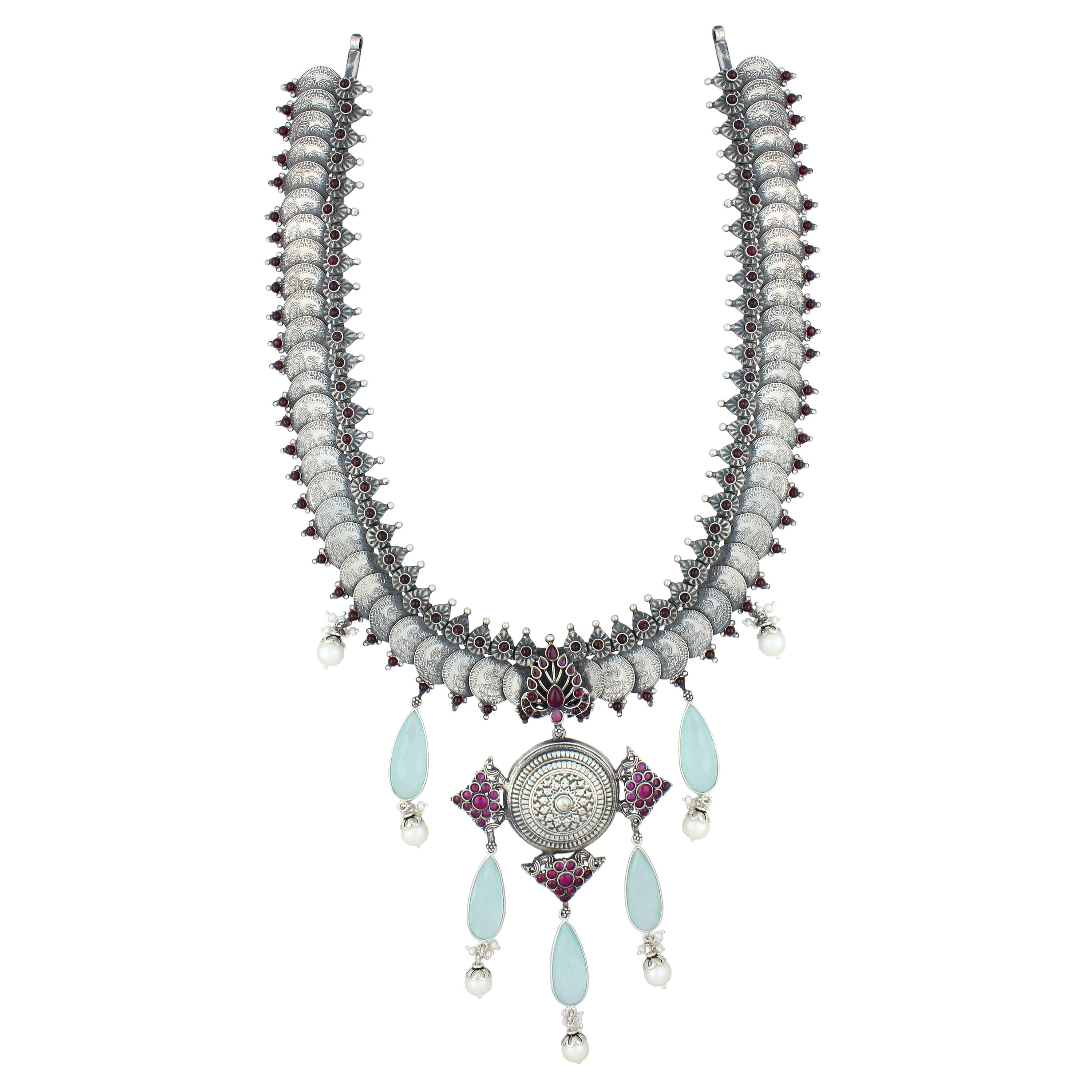 Oxidised Coin Mala With Artifice Studded Tanituva Haram – The Velli Shop
