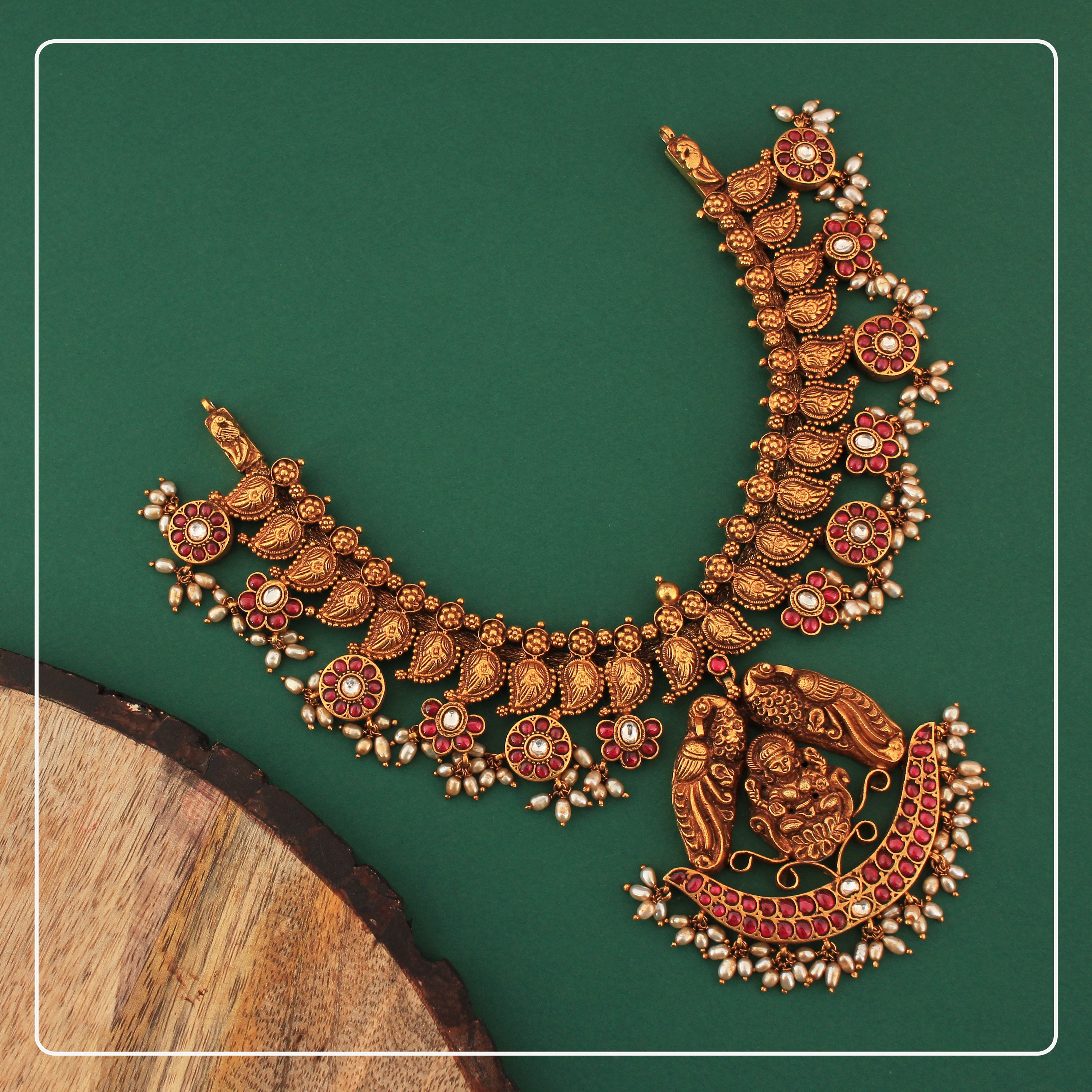 The Goddess Mango Mala Gold Plated Kundan Nagas Necklace – The Velli Shop